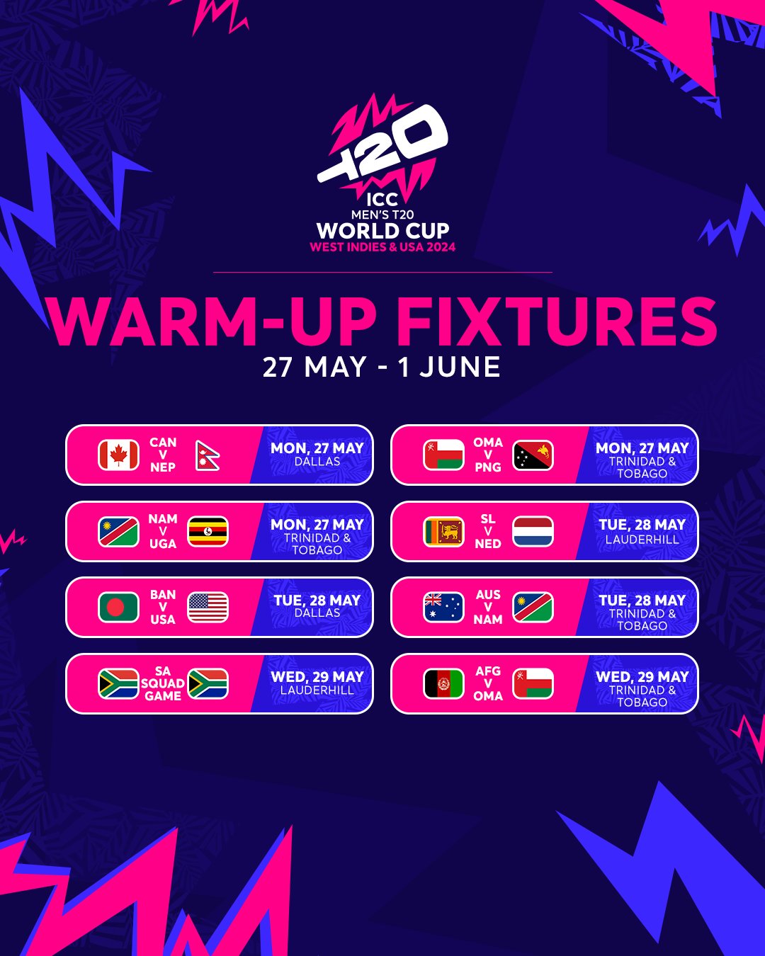 ICC T20 World Cup 2024 Warm-Up Match Live Streaming & TV Channels
